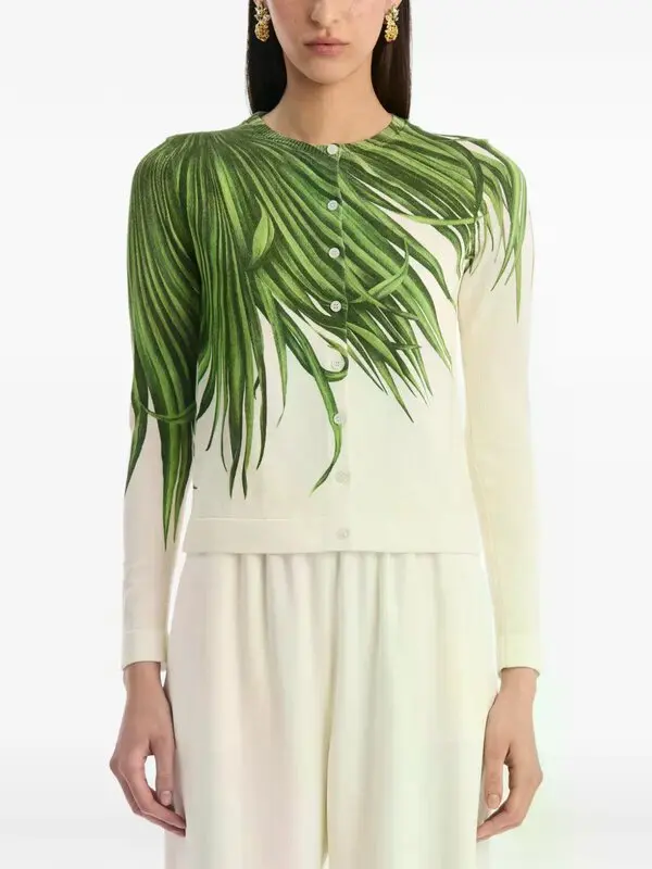 Oscar De La Renta Palm Leaves Cardigan