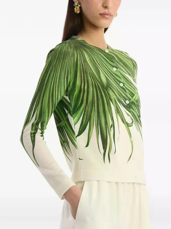 Oscar De La Renta Palm Leaves Cardigan