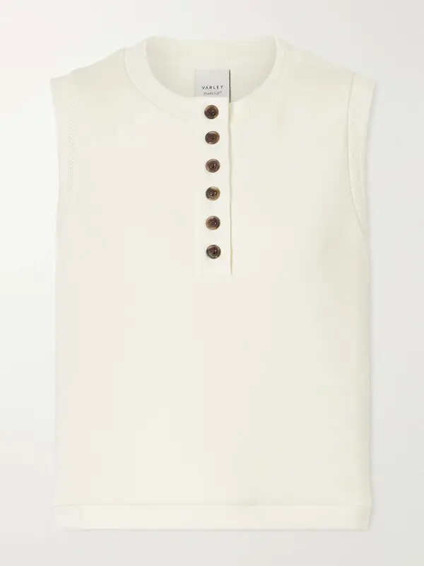 Varley Marla Embellished Jersey Tank Top - Cream