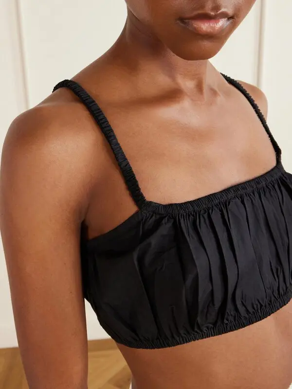 Suzie Kondi Shirred Cotton-poplin Bandeau Tank