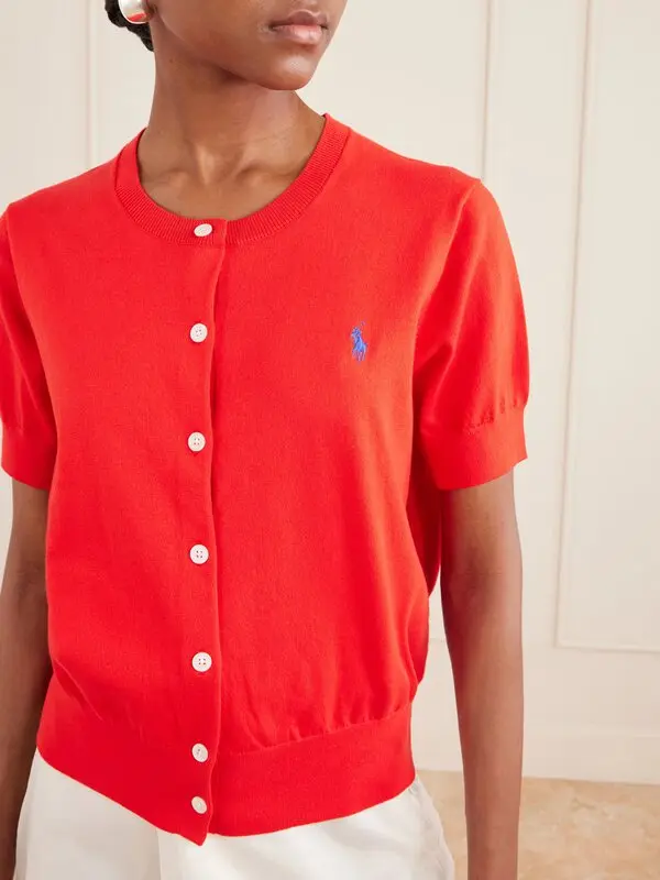 Polo Ralph Lauren Embroidered Cotton-blend Cardigan