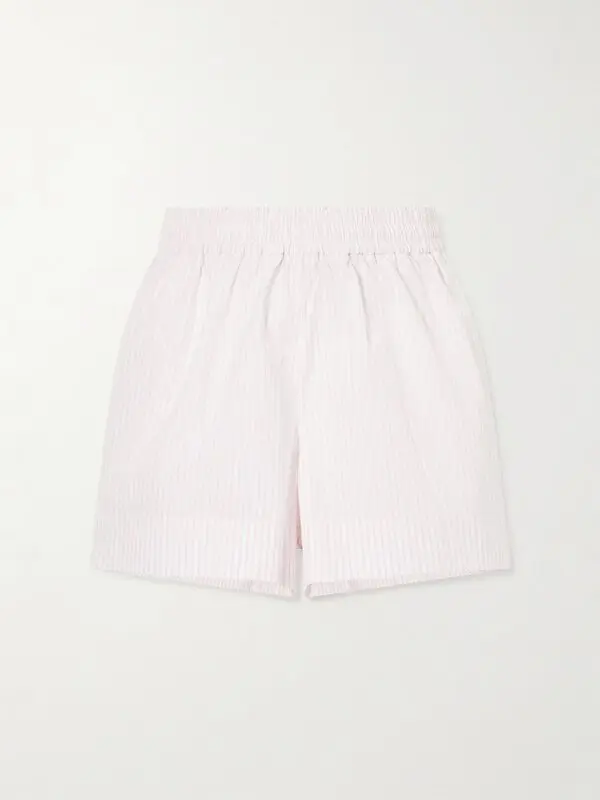 Suzie Kondi Striped Cotton-poplin Shorts - Pink