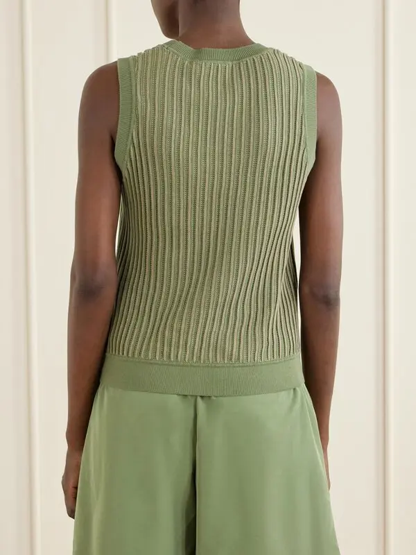 Varley Aldcroft Ribbed-knit Cotton Tank Top - Green