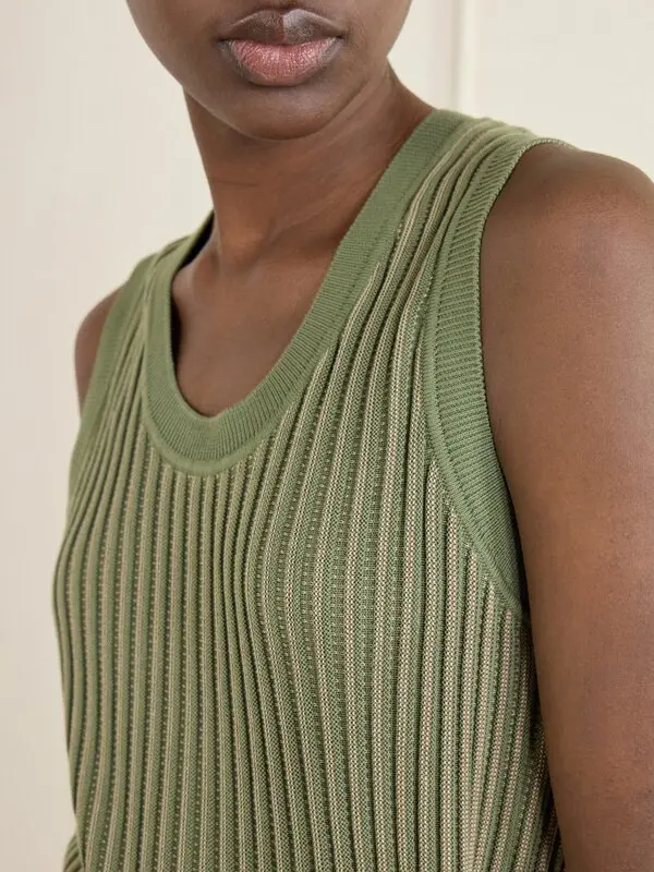 Varley Aldcroft Ribbed-knit Cotton Tank Top - Green