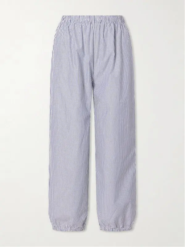 Suzie Kondi Striped Cotton Poplin Balloon Pants - Blue