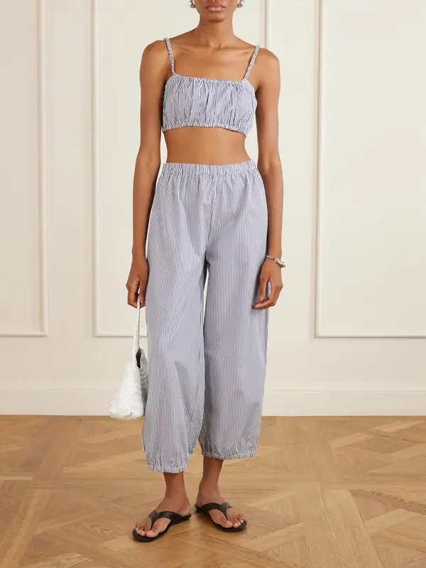 Suzie Kondi Striped Cotton Poplin Balloon Pants