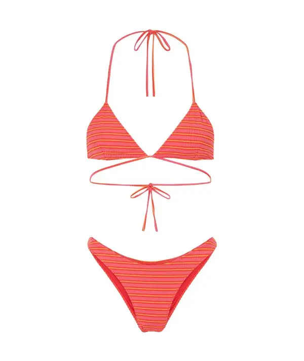 LIDO Striped Triangle Bikini - Red
