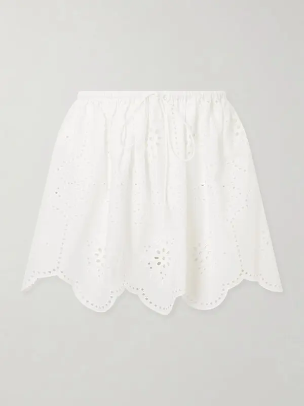 Matteau Scalloped Broderie Anglaise Cotton Mini Skirt - White