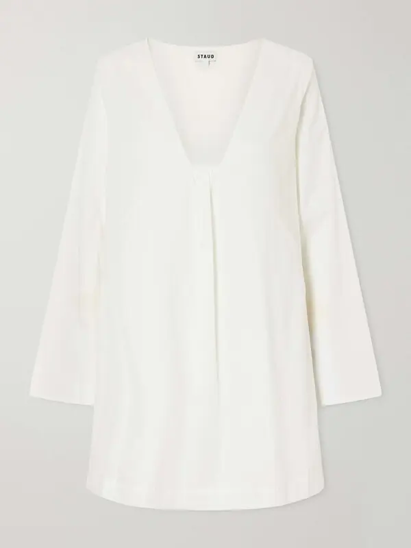 Staud Vivi Paneled Cotton Dress - Ivory