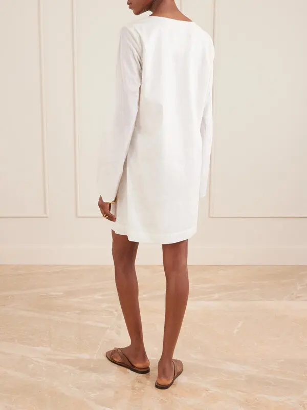 Staud Vivi Paneled Plunge Neck Cotton Dress
