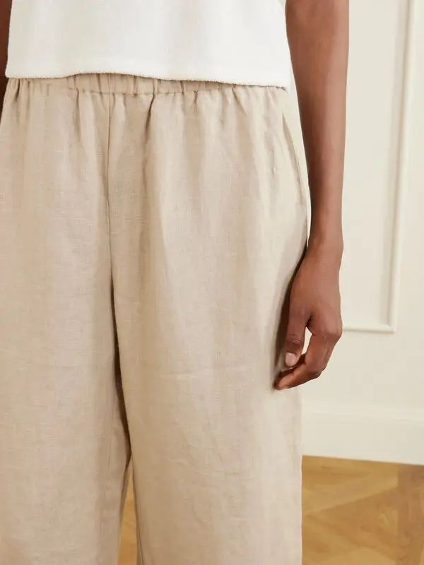 Suzie Kondi Delos" Linen Wide-leg Pants - Neutrals
