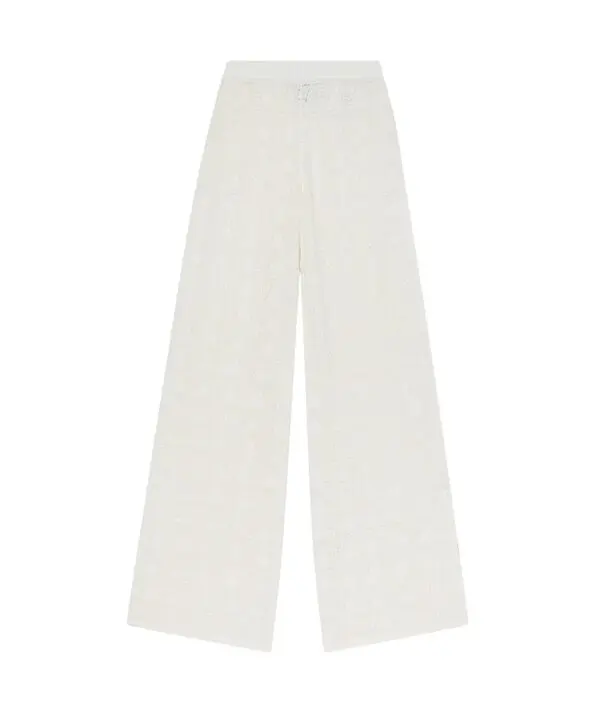 Loulou De Saison Egeo Pointelle-knit Wide-leg Pants - Ivory
