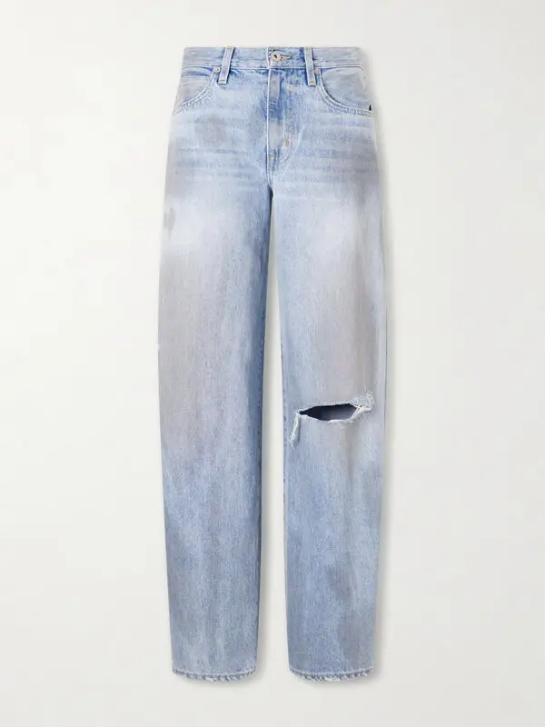 SLVRLAKE Tess Long Distressed Boyfriend Jeans - Blue