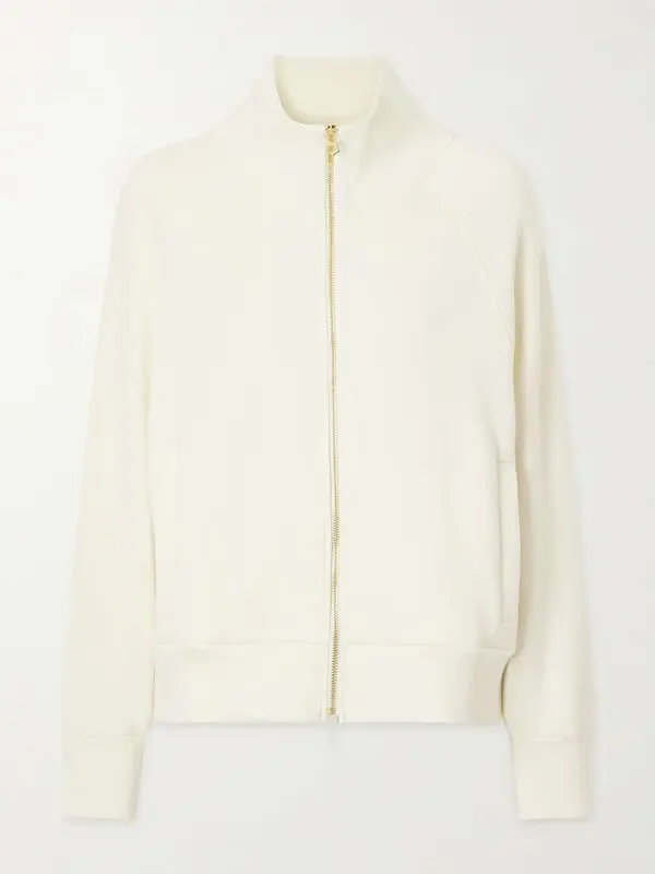 Varley Tyde Doublesoft Jersey Zip-up Sweatshirt - Cream