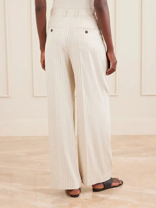 FRAME Avenue High Rise Pleated Wide-leg Pinstripe Pants