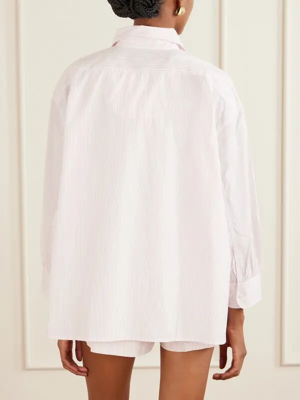 Suzie Kondi Kappa Logo-embroidered Striped Cotton Poplin Shirt