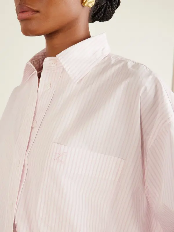 Suzie Kondi Kappa Logo-embroidered Striped Cotton Poplin Shirt