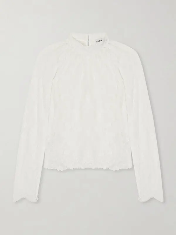 SELF-PORTRAIT Scalloped Lace Blouse - White