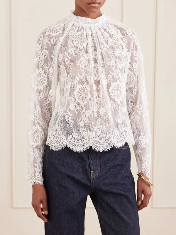 SELF-PORTRAIT Scalloped Lace Blouse