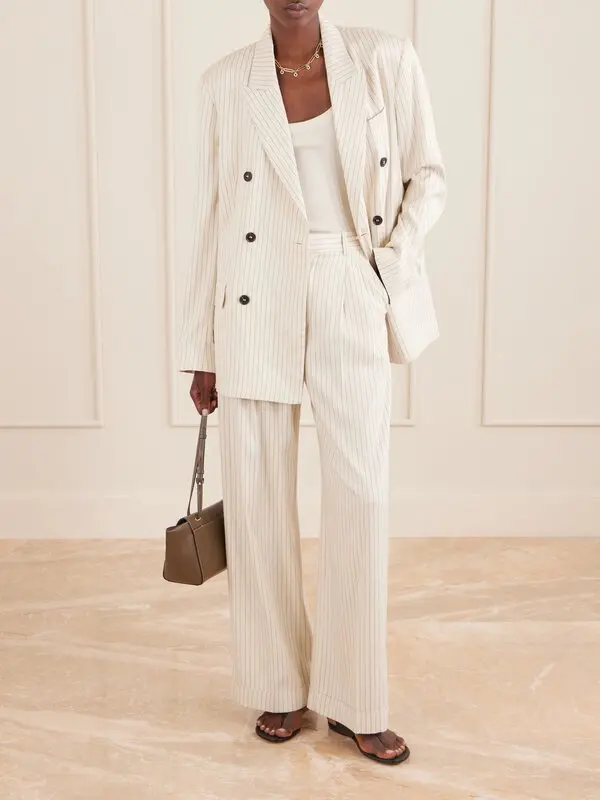 FRAME The Avenue Double-breasted Striped Blazer