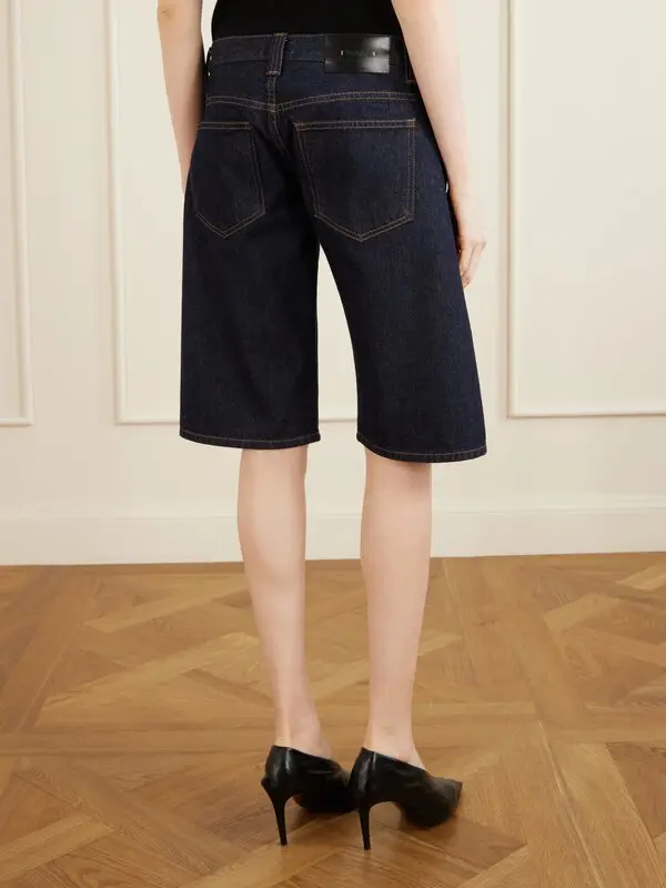 Khaite Kinga Mid-rise Straight-leg Denim Shorts - Blue