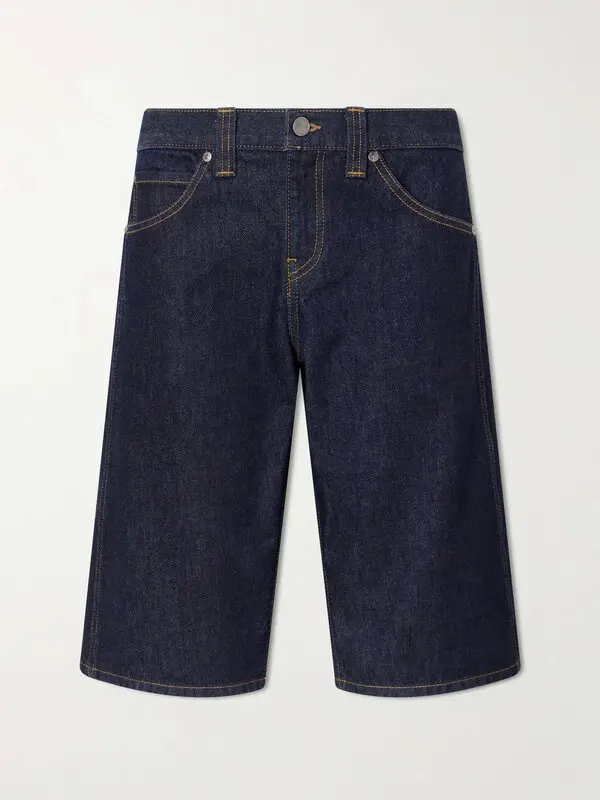 Khaite Kinga Mid-rise Straight-leg Shorts - Dark Denim