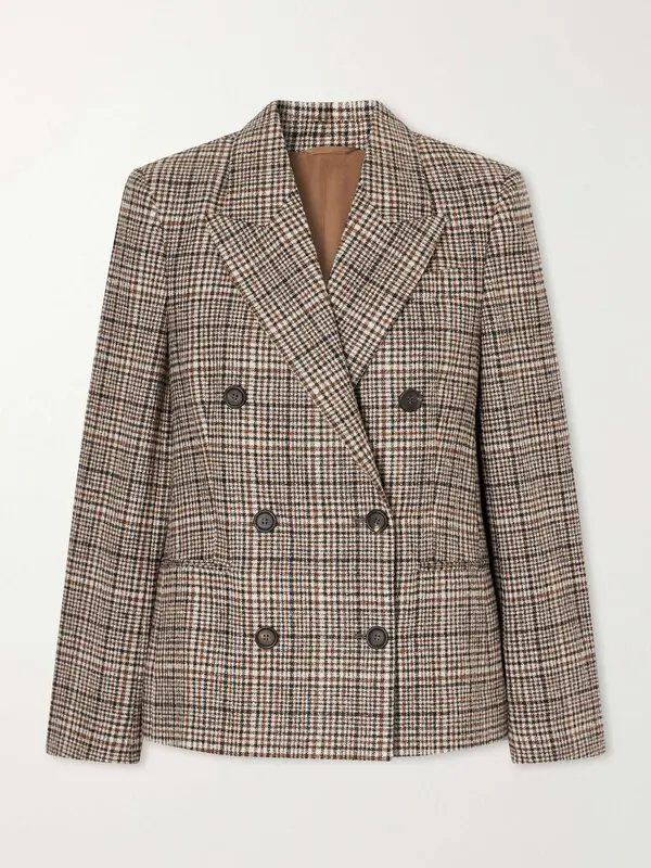 Brunello Cucinelli Checked Wool-blend Blazer - Beige