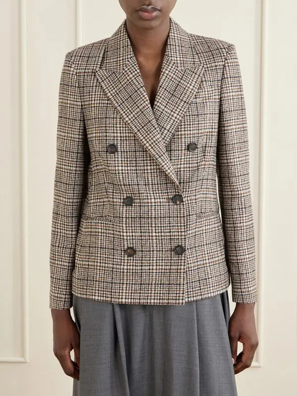 Brunello Cucinelli Checked Wool-blend Blazer