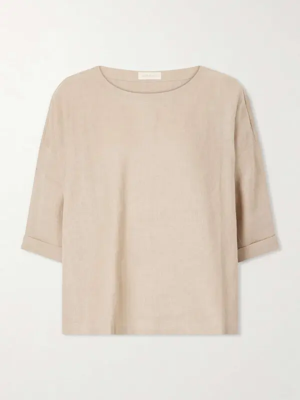 Suzie Kondi Saria Linen-chambray T-shirt - Beige