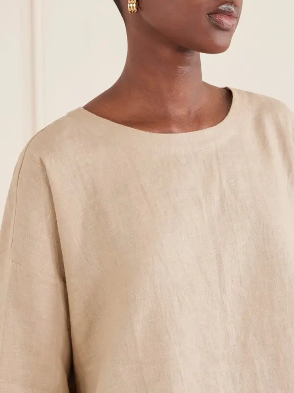 Suzie Kondi Saria Linen-chambray Top - Neutrals