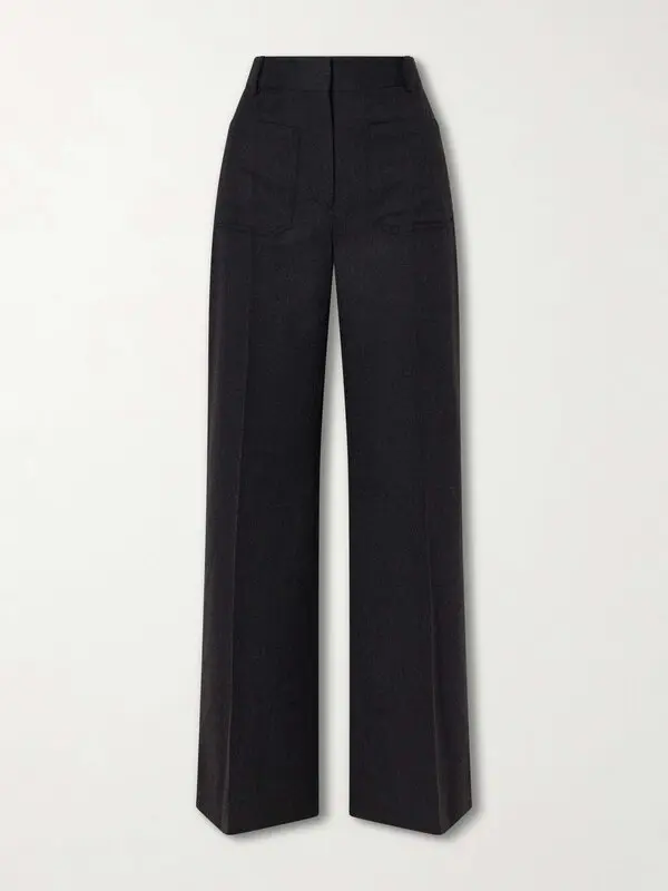 Victoria Beckham Alina Wide-leg Wool Pants - Dark Gray