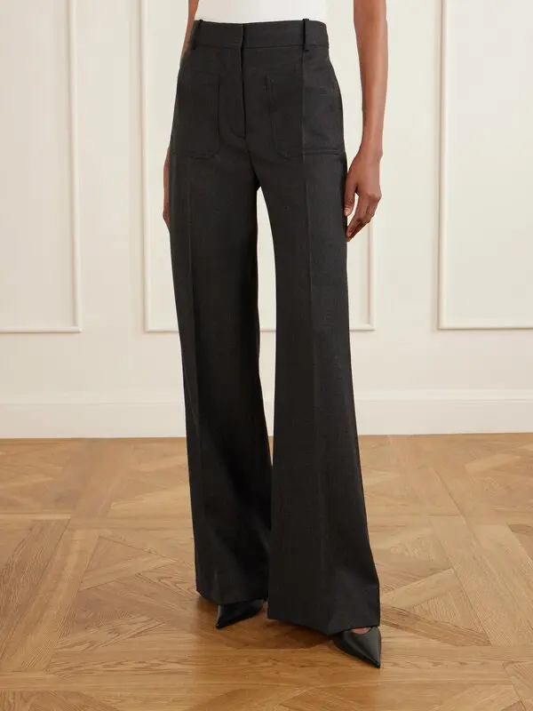 Victoria Beckham Alina Wide-leg Wool Pants - Gray