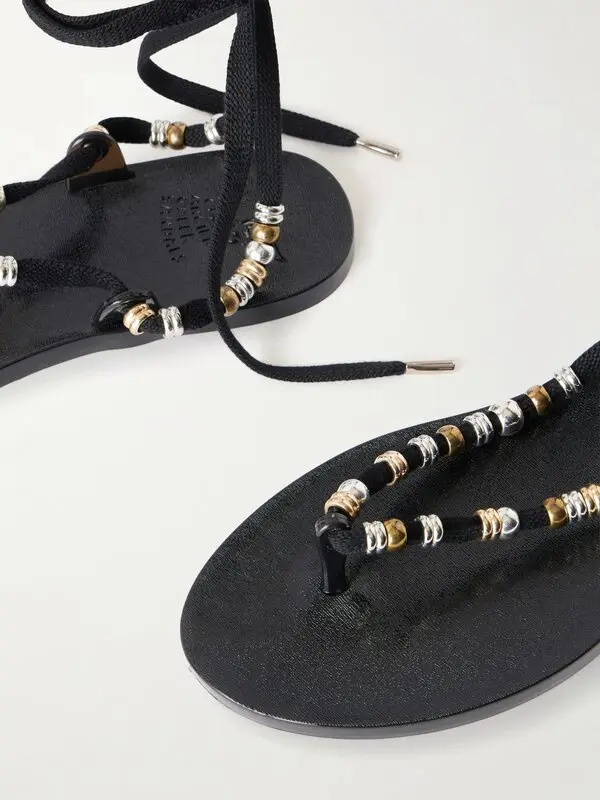 ANCIENT GREEK SANDALS Esther Bead-embellished Jelly Thong Sandals - Black