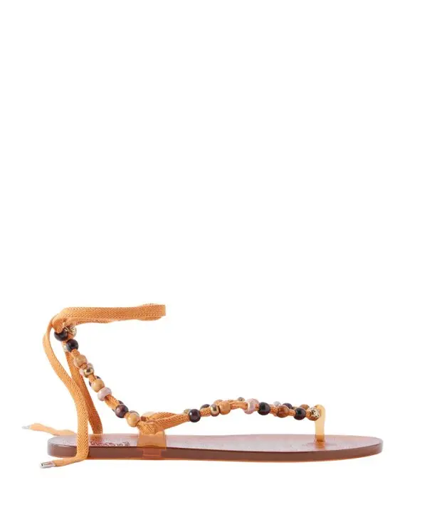 ANCIENT GREEK SANDALS Esther Bead-embellished Jelly Thong Sandals - Brown