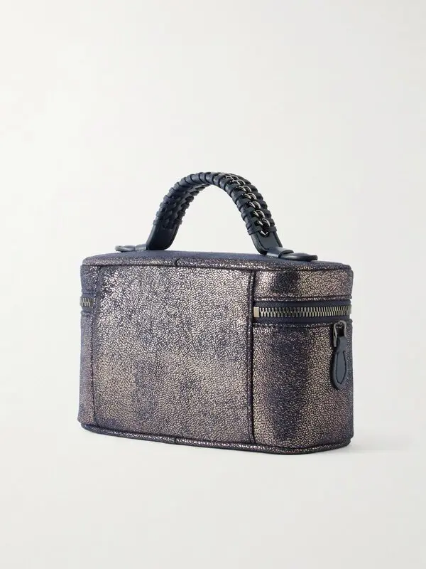 Stella McCartney Falabella Vanity Case Metallic Vegetarian Suede Shoulder Bag - Blue