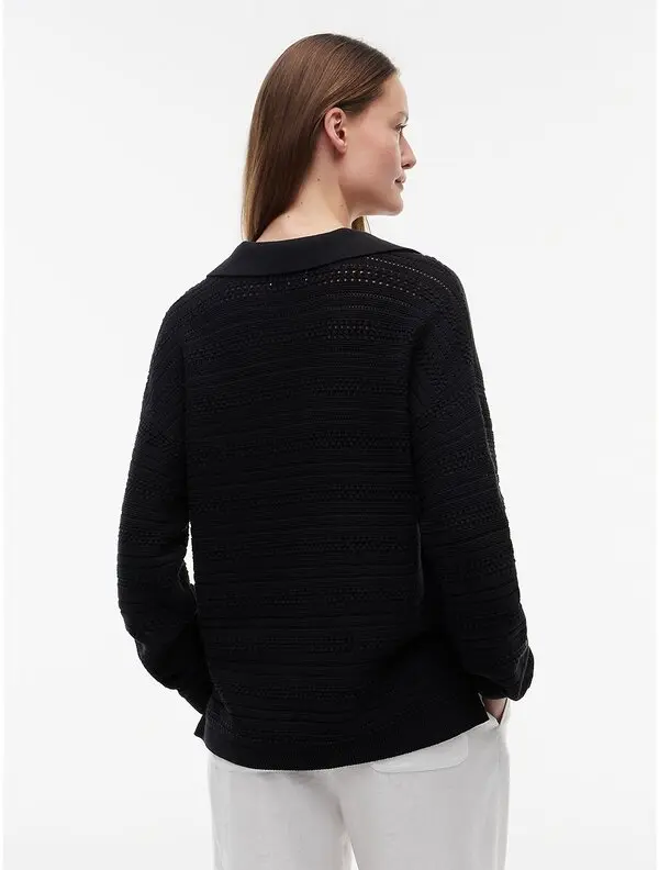 Tommy Hilfiger Relaxed Fit Crochet Sweater Polo - Black