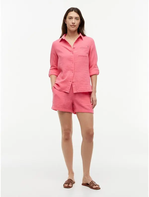 Tommy Hilfiger Crinkle Gauze Pull-on Shorts - Garden Rose
