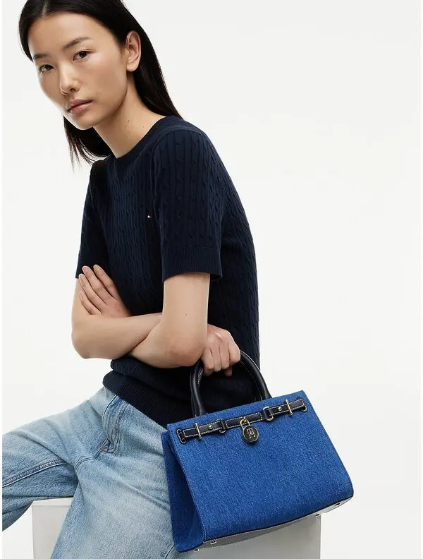 Tommy Hilfiger Denim Mini Tote Bag With Monogram Padlock