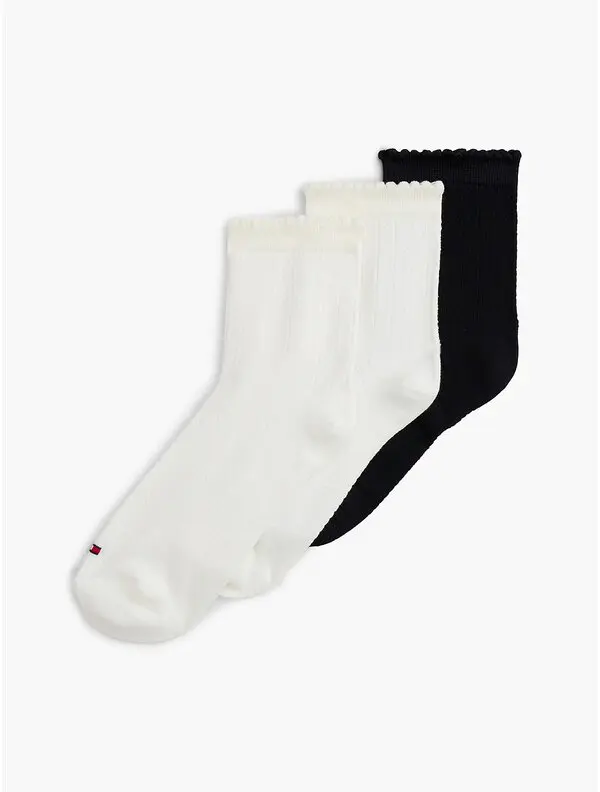 Tommy Hilfiger Pointelle Mini Trouser Socks 3 Pack - Ivory/multi
