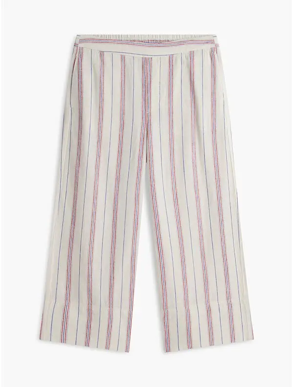 Tommy Hilfiger Stripe Linen-blend Cropped Wide-leg Pants