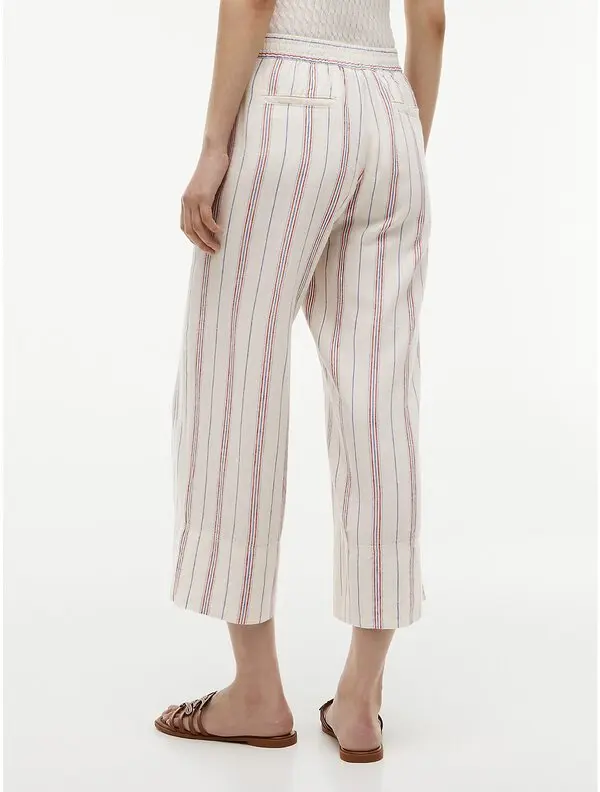 Tommy Hilfiger Stripe Linen-blend Cropped Wide Leg Pant