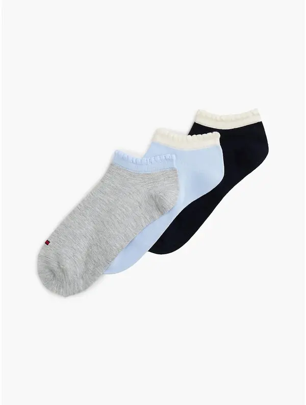 Tommy Hilfiger Scalloped Ankle Socks 3 Pack - Navy/multi