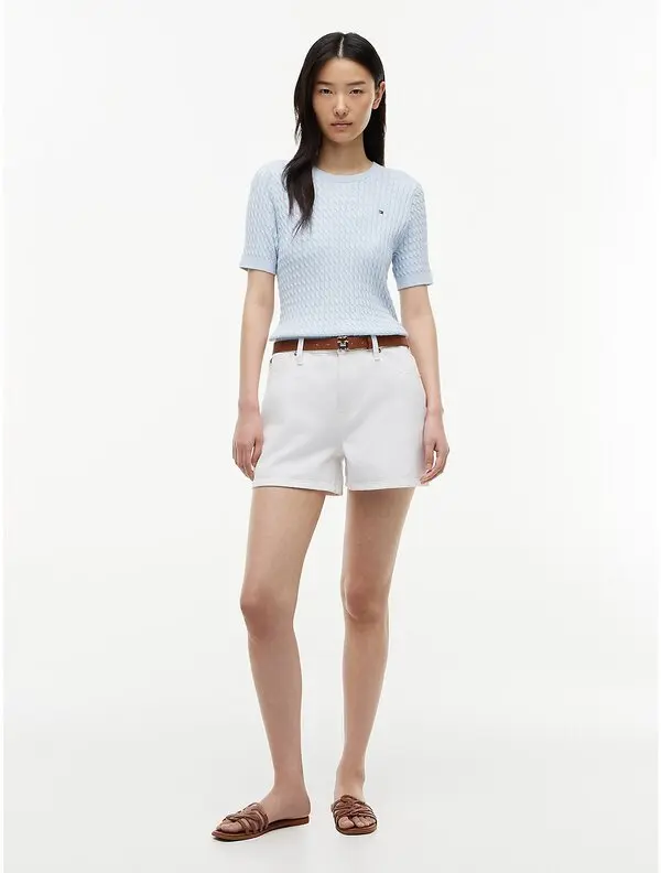 Tommy Hilfiger High-rise Denim Flare Shorts - White Denim
