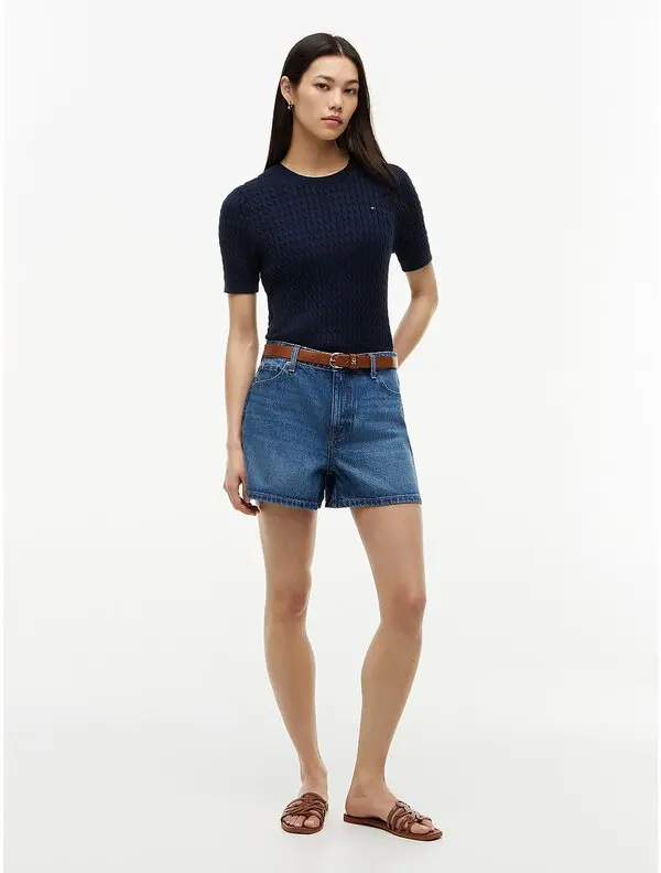 Tommy Hilfiger High-rise Denim Flare Shorts - Dark Wash Denim