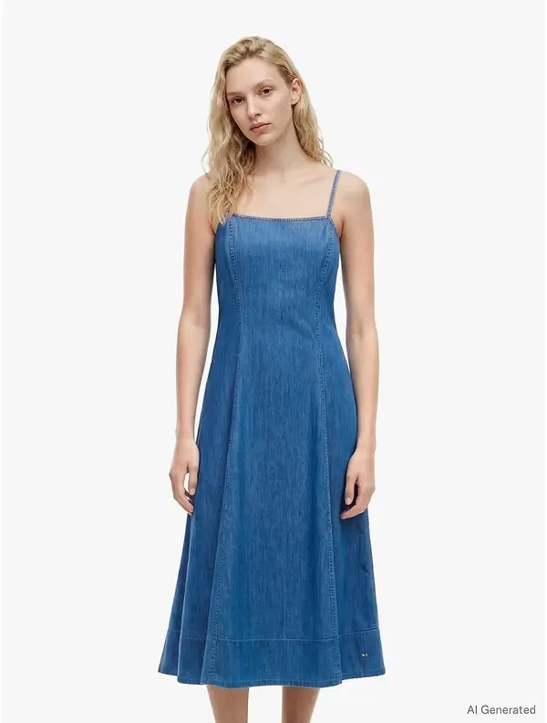 Tommy Hilfiger Denim Maxi Dress With Shirred Back