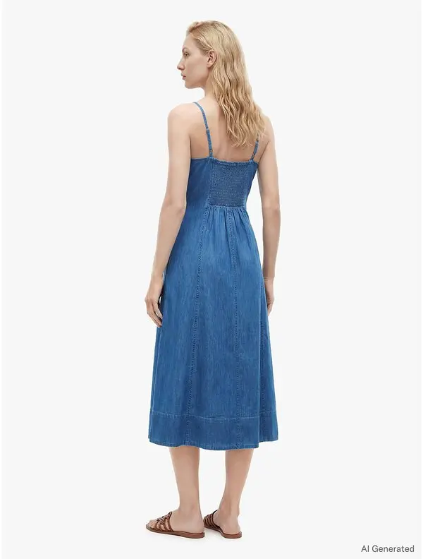 Tommy Hilfiger Denim Maxi Dress With Shirred Back