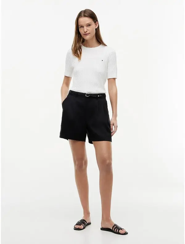 Tommy Hilfiger Pleated Lightweight Lyocell-cotton Shorts - Black