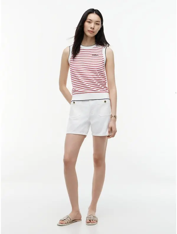 Tommy Hilfiger Striped Sweater Vest With Embroidered Logo - Primary Red