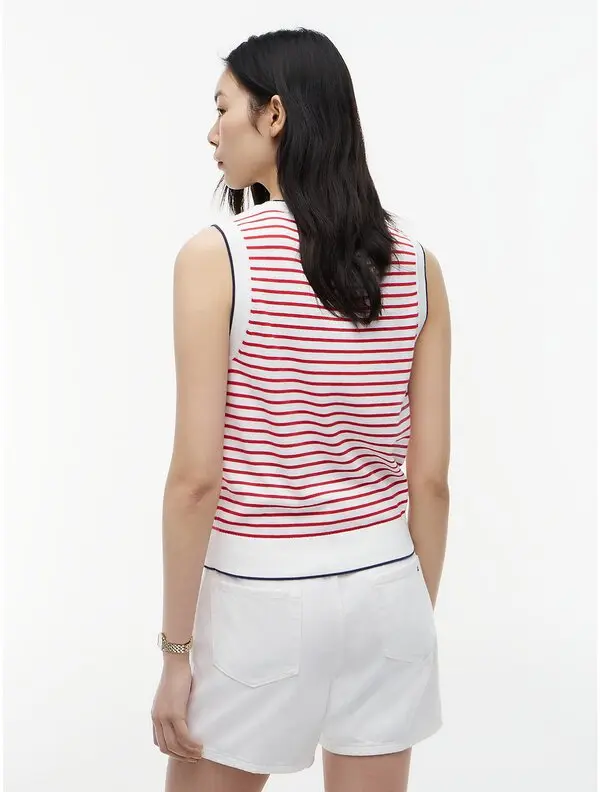 Tommy Hilfiger Striped Sweater Vest With Embroidered Logo - Primary Red