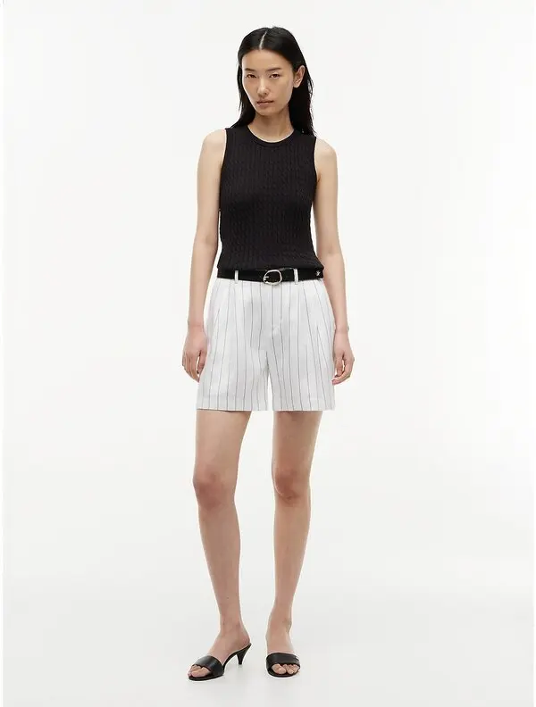 Tommy Hilfiger Pinstriped Pleated Shorts - Optic White